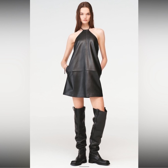 Zara | Dresses | Steven Meisel Zara Collection0 Leather Halter Dress ...